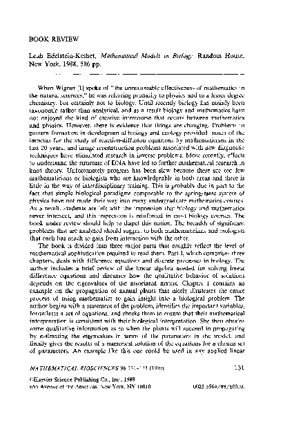 (PDF) Mathematical models in biology