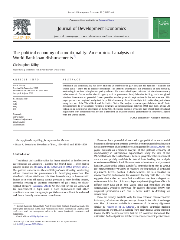 (PDF) The political economy of conditionality: An empirical analysis of ...