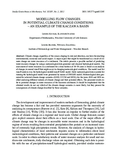 (PDF) Modelling flow changes in potential climate change conditions ...