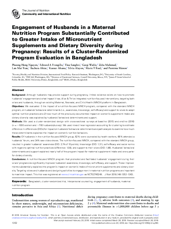 (PDF) Engagement of Husbands in a Maternal Nutrition Program ...