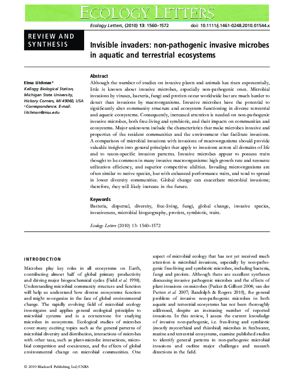 (PDF) Invisible invaders: non-pathogenic invasive microbes in aquatic ...