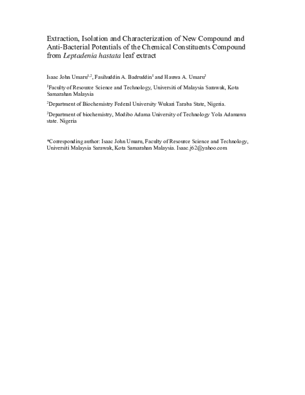Pdf Extraction Isolation And Characterization Of Bioactive Compounds