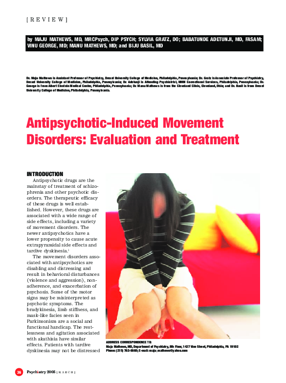 (PDF) Antipsychotic-induced movement disorders: evaluation and treatment
