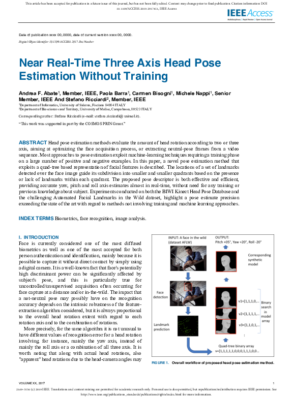 (PDF) Near Real-Time Three Axis Head Pose Estimation Without Training