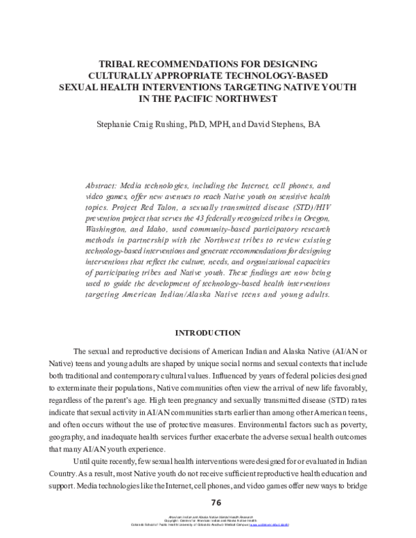 (PDF) Tribal Recommendations for Designing Culturally Appropriate ...