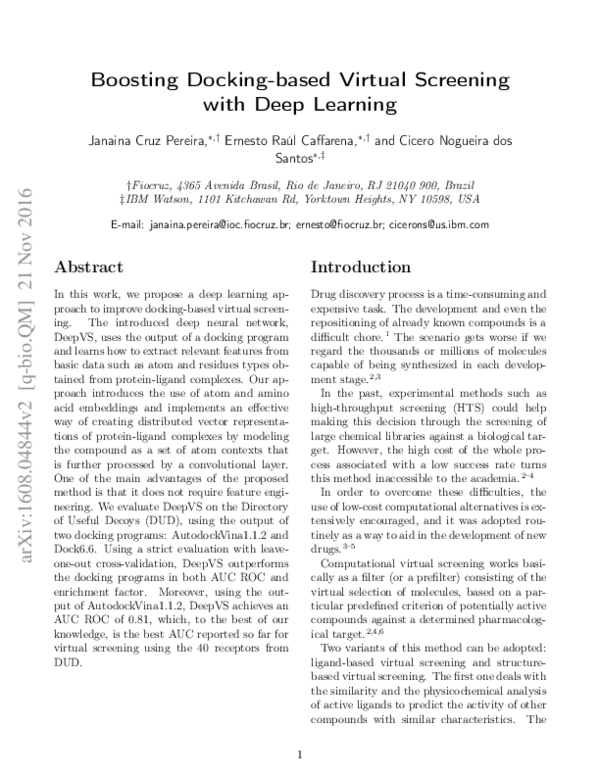 Boosting Docking Based Virtual Screening With Deep Learning