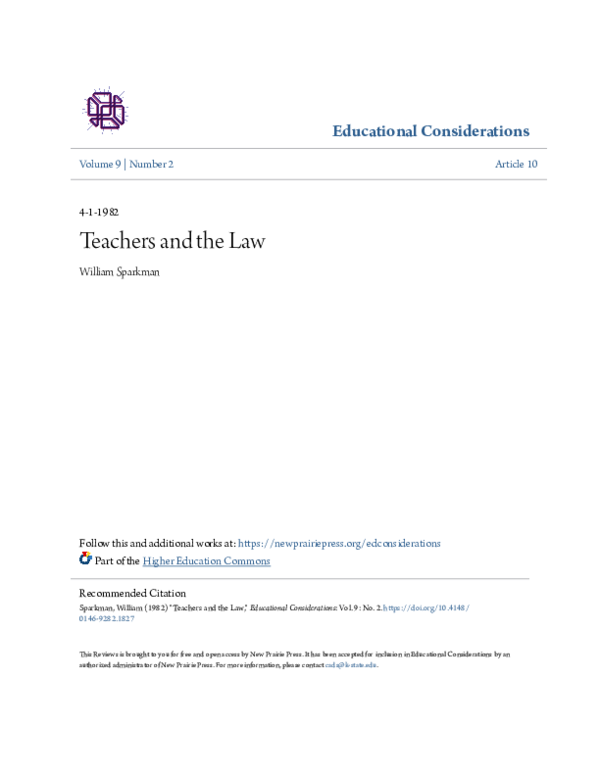 (PDF) Teachers and the Law