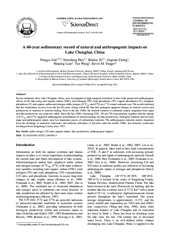 (PDF) A 60-year sedimentary record of natural and anthropogenic impacts ...