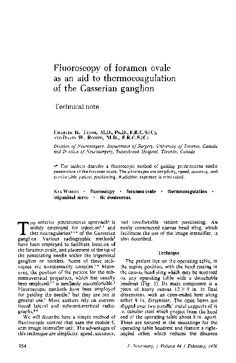 (PDF) Fluoroscopy of foramen ovale as an aid to thermocoagulation of ...