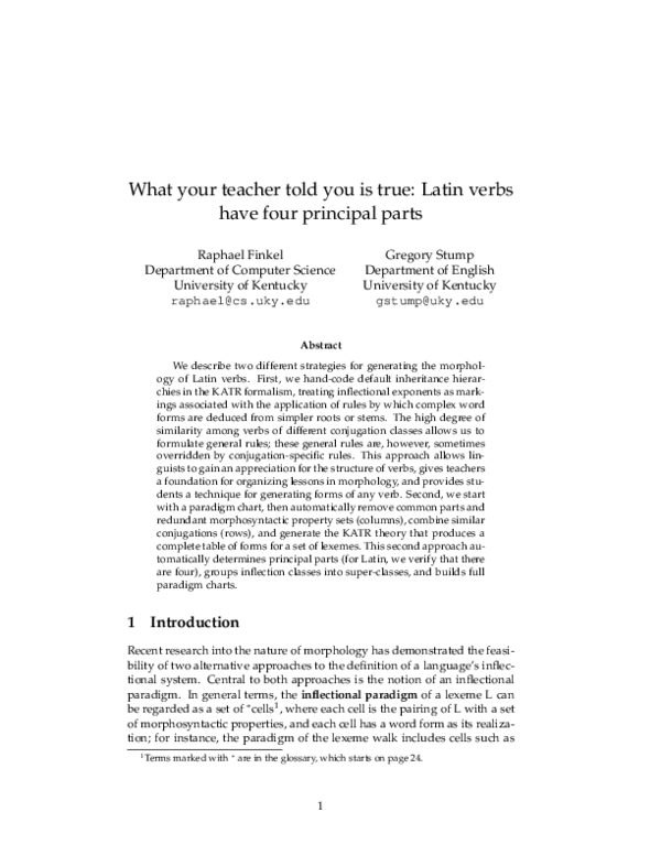 (PDF) What your teacher told you is true: Latin verbs have four ...