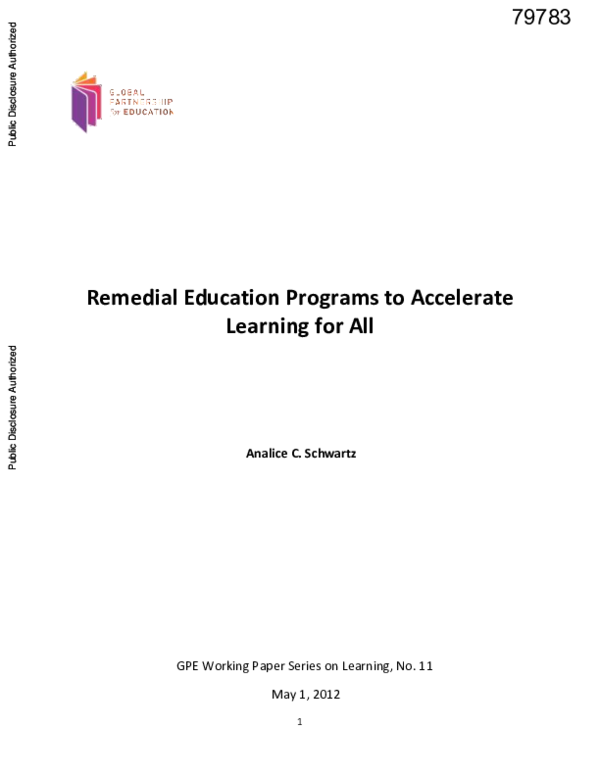 (PDF) Remedial Education Programs to Accelerate Learning for All