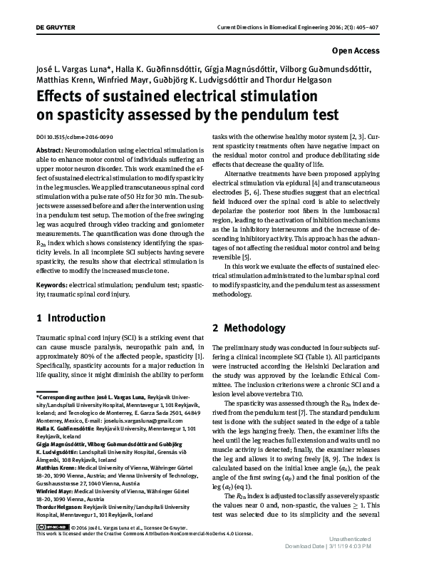 (PDF) Effects of sustained electrical stimulation on spasticity ...