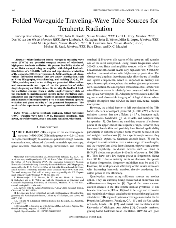 (PDF) Folded Waveguide Traveling-Wave Tube Sources for Terahertz Radiation