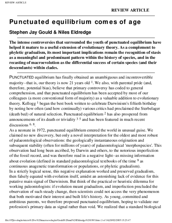 (PDF) Punctuated equilibrium comes of age