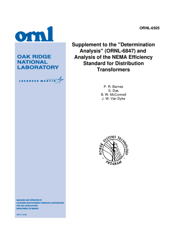 (PDF) Supplement to the ``determination analysis`` (ORNL-6847) and ...