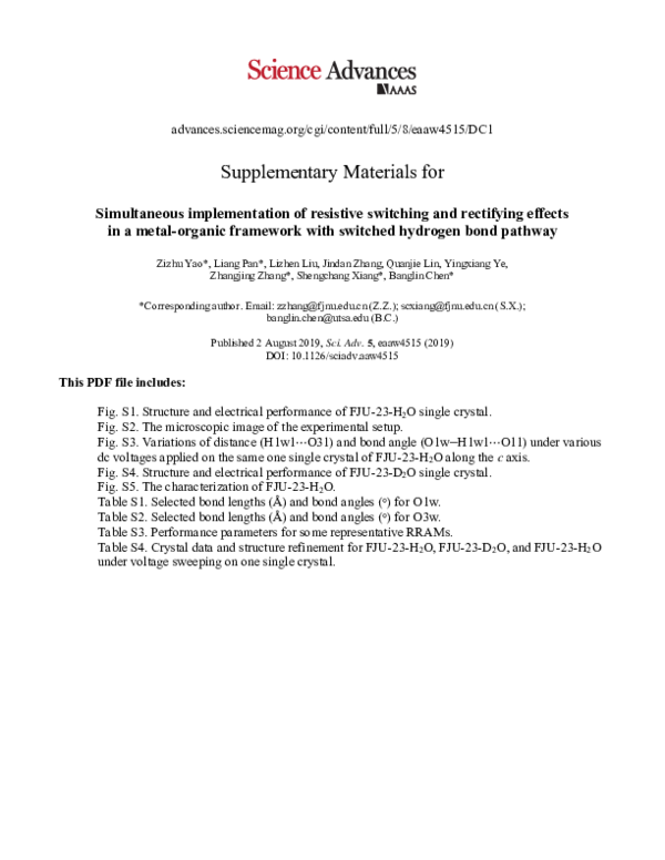 Pdf Simultaneous Implementation Of Resistive Switching And Rectifying
