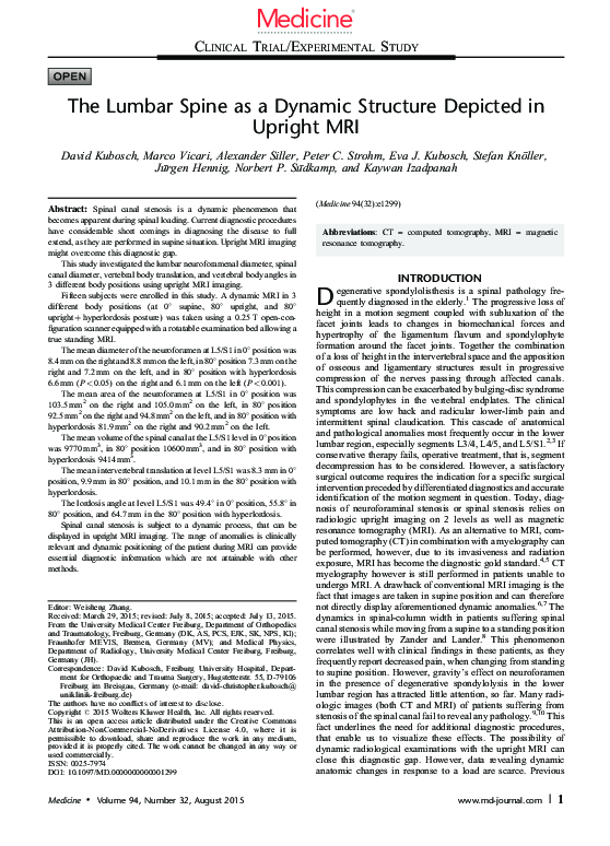 (PDF) The Lumbar Spine as a Dynamic Structure Depicted in Upright MRI