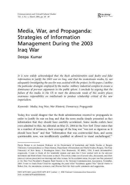 (PDF) Media, War, and Propaganda: Strategies of Information Management ...