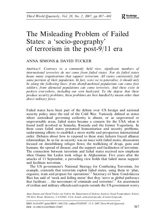 (PDF) The misleading problem of failed states: a ‘socio-geography’ of ...