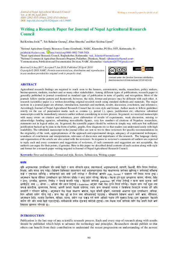 (PDF) Writing a Research Paper for Journal of Nepal Agricultural ...