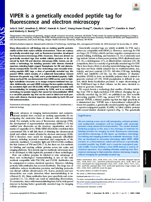 (PDF) VIPER is a genetically encoded peptide tag for fluorescence and ...