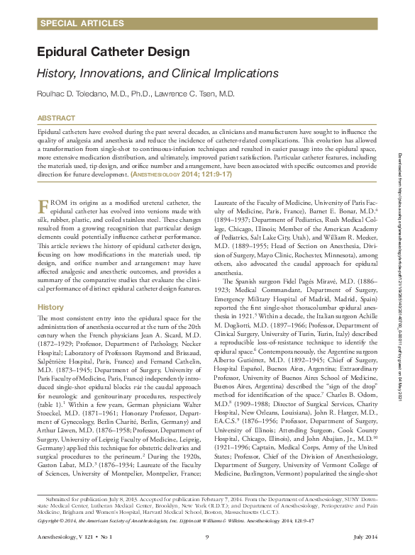 (PDF) Epidural Catheter Design