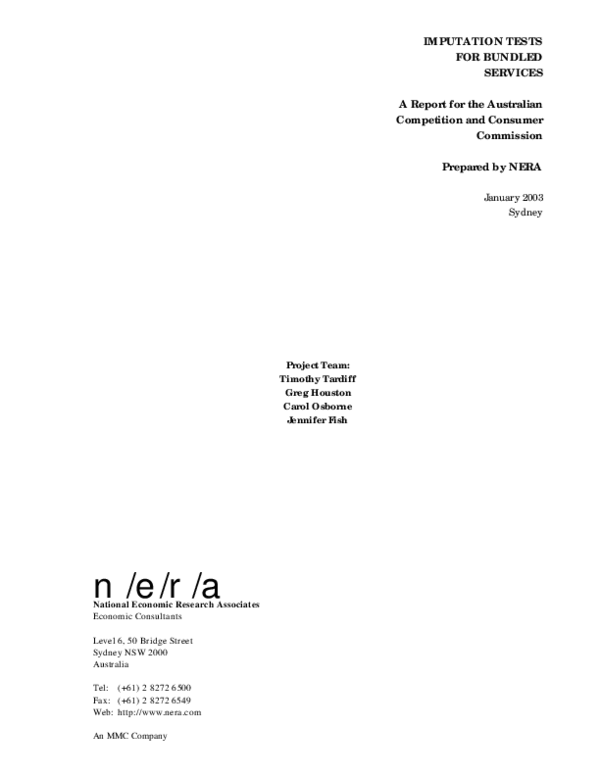 (PDF) A Report for the Australian Competition and Consumer Commission ...