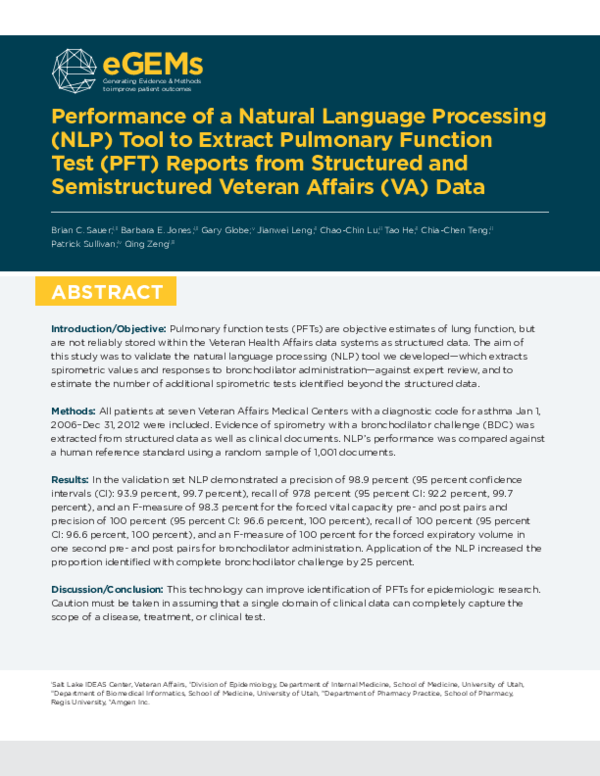 Pdf Performance Of A Natural Language Processing Nlp Tool To Extract Pulmonary Function Test