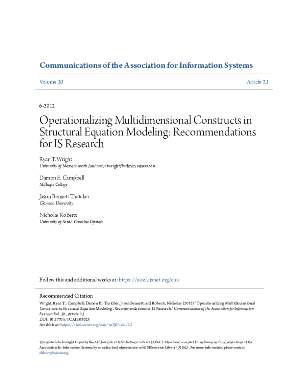 (PDF) Operationalizing Multidimensional Constructs in Structural ...
