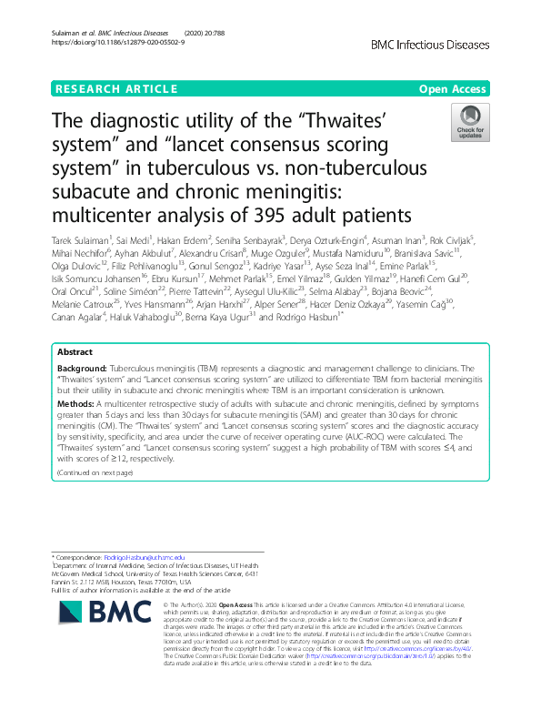 (PDF) The diagnostic utility of the “Thwaites’ system” and “lancet ...