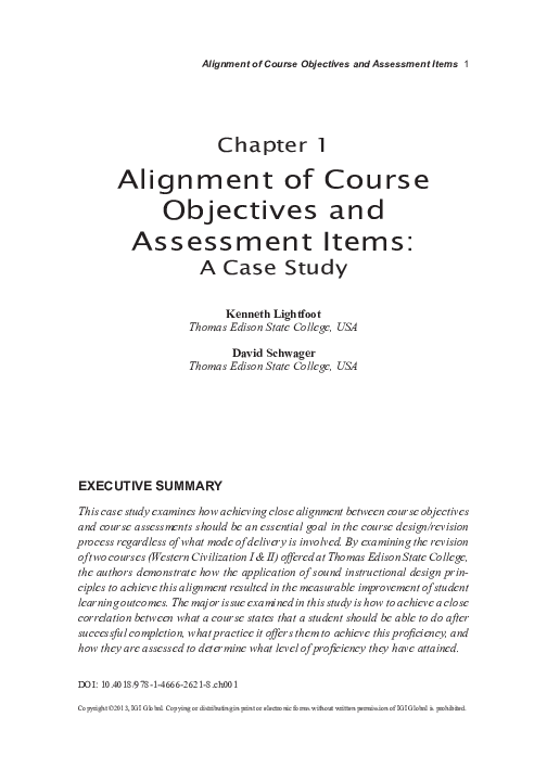 (PDF) Alignment of Course Objectives and Assessment Items