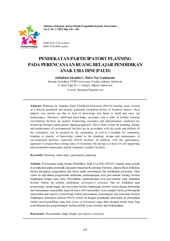 (PDF) Pendekatan Participatory Planning pada Perencanaan Ruang Belajar ...