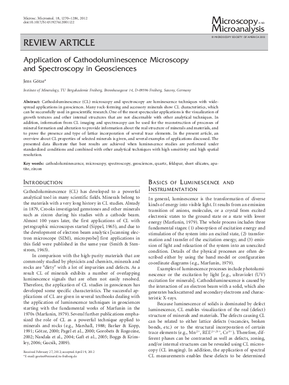 (PDF) Application of cathodoluminescence microscopy to recent and past biological materials: a ...