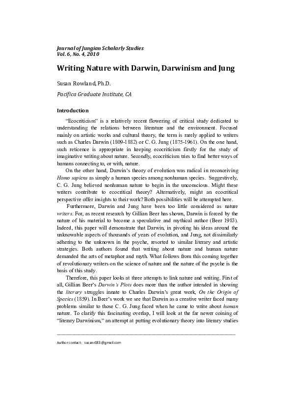 (PDF) Writing Nature with Darwin, Darwinism and Jung