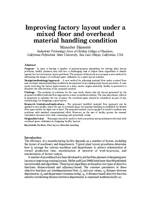 (PDF) Improving factory layout under a mixed floor and overhead ...
