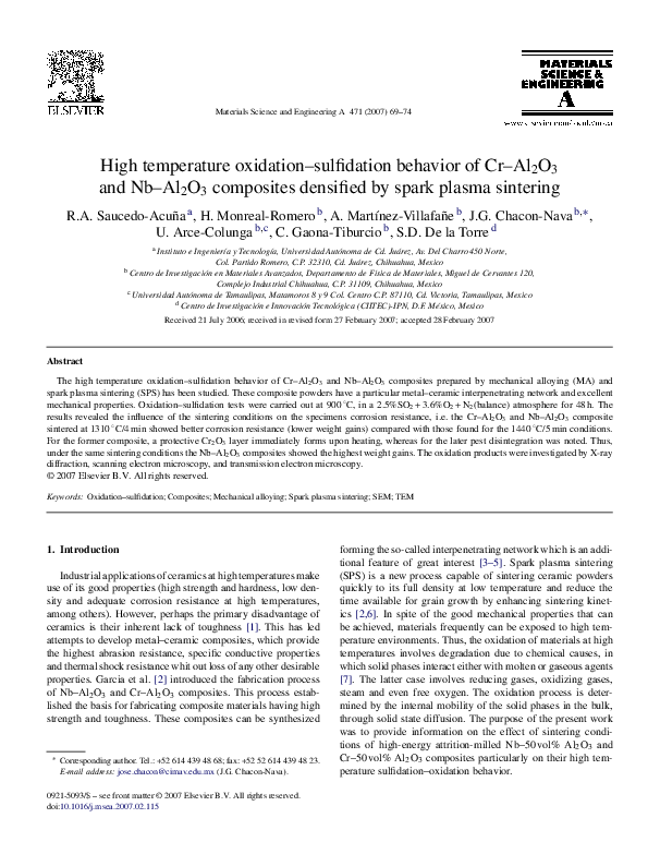 (PDF) High temperature oxidation–sulfidation behavior of Cr–Al2O3 and ...
