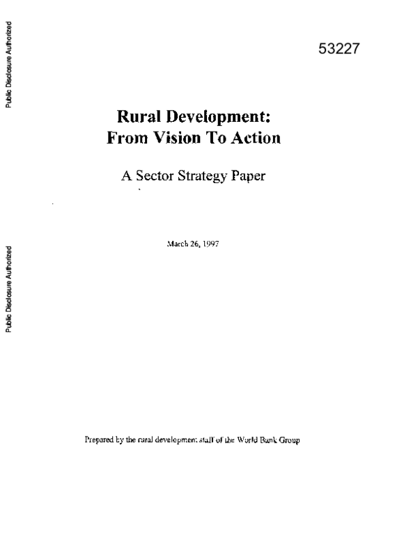 (PDF) Rural development : from vision to action - a sector strategy paper
