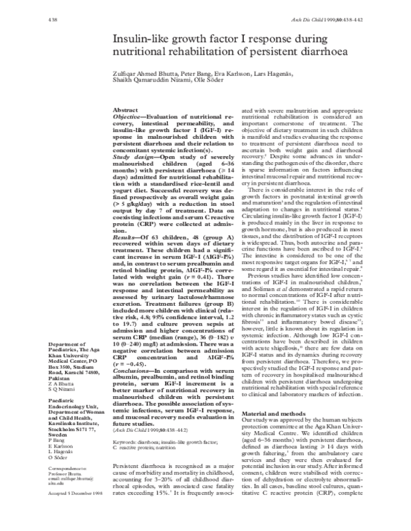 (PDF) Insulin-like growth factor I response during nutritional ...
