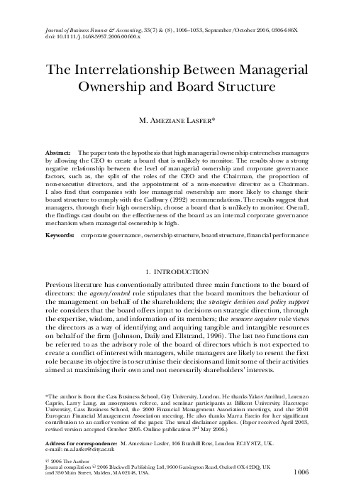 (PDF) The Interrelationship Between Managerial Ownership and Board Structure