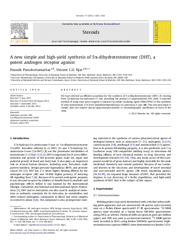(PDF) A new simple and high-yield synthesis of 5α-dihydrotestosterone ...