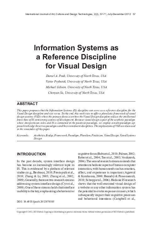 (PDF) Information Systems as a Reference Discipline for Visual Design