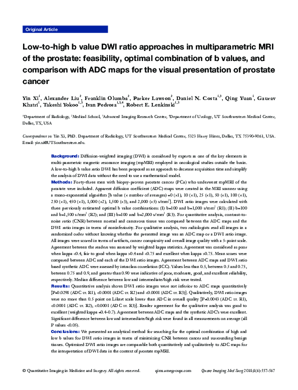 (PDF) Low-to-high b value DWI ratio approaches in multiparametric MRI ...