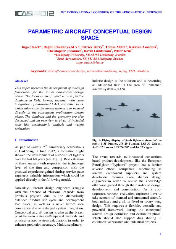 (PDF) Parametric Aircraft Conceptual Design Space