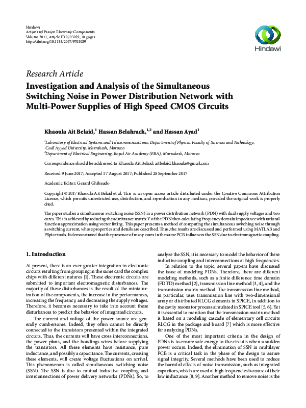(PDF) Investigation and Analysis of the Simultaneous Switching Noise in Power Distribution ...