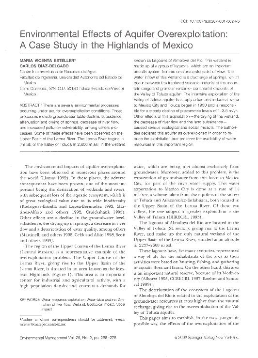 (PDF) Environmental Effects of Aquifer Overexploitation: A Case Study ...