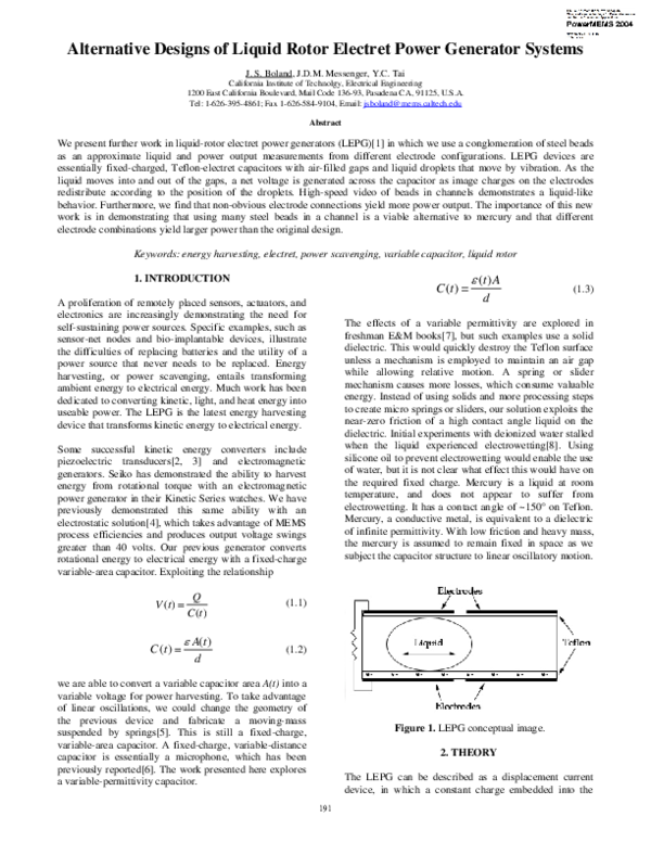 (PDF) Alternative Designs of Liquid Rotor Electret Power Generator ...