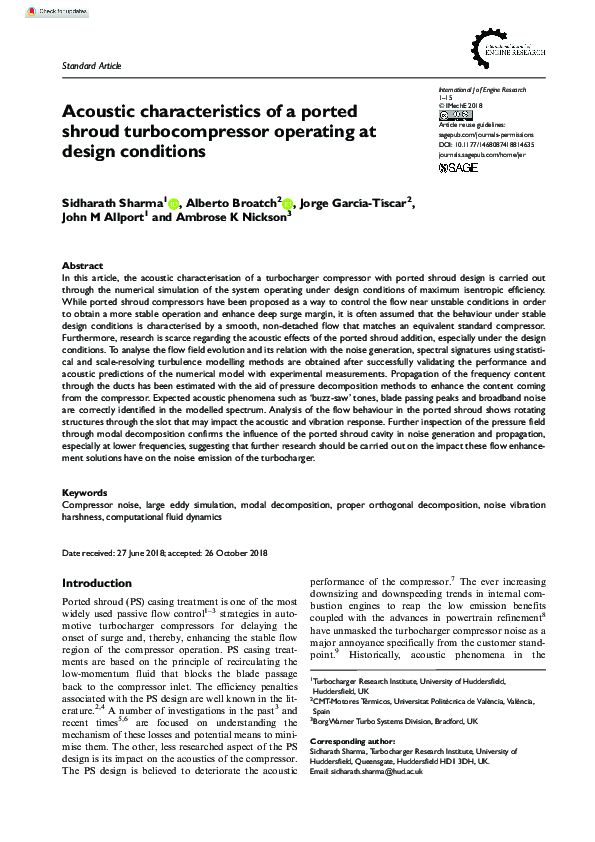 (PDF) Acoustic characteristics of a ported shroud turbocompressor ...