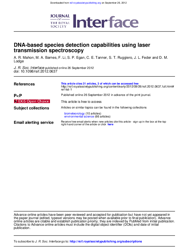 (PDF) DNA-based species detection capabilities using laser transmission ...