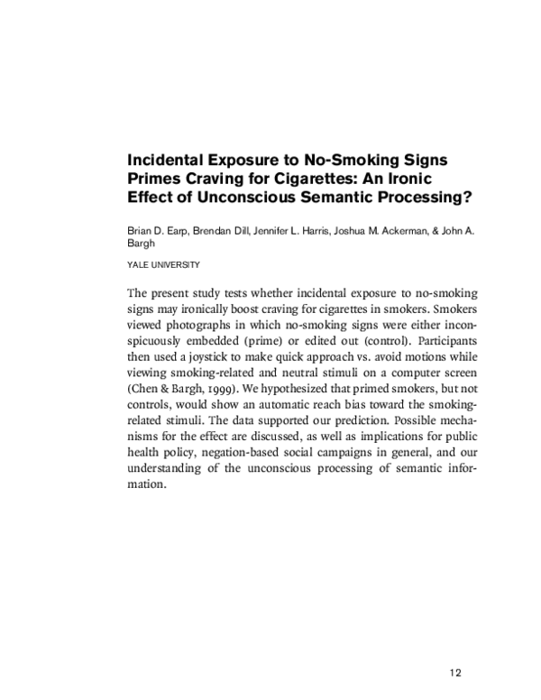(PDF) Incidental exposure to no-smoking signs primes craving for ...