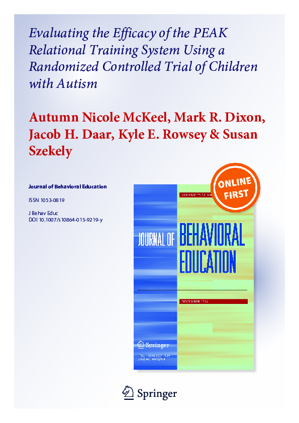 (PDF) Evaluating the Efficacy of the PEAK Relational Training System ...